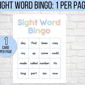 Sight Words Bingo, 120 Sight Words Bingo Cards, Fry's First 100 Words ...