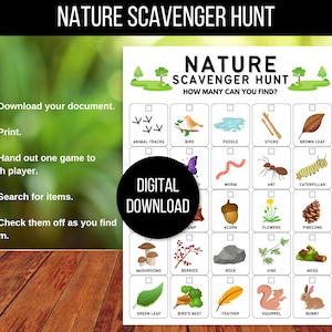 Nature Scavenger Hunt for Kids, Outdoor Nature Scavenger Hunt, Hike ...