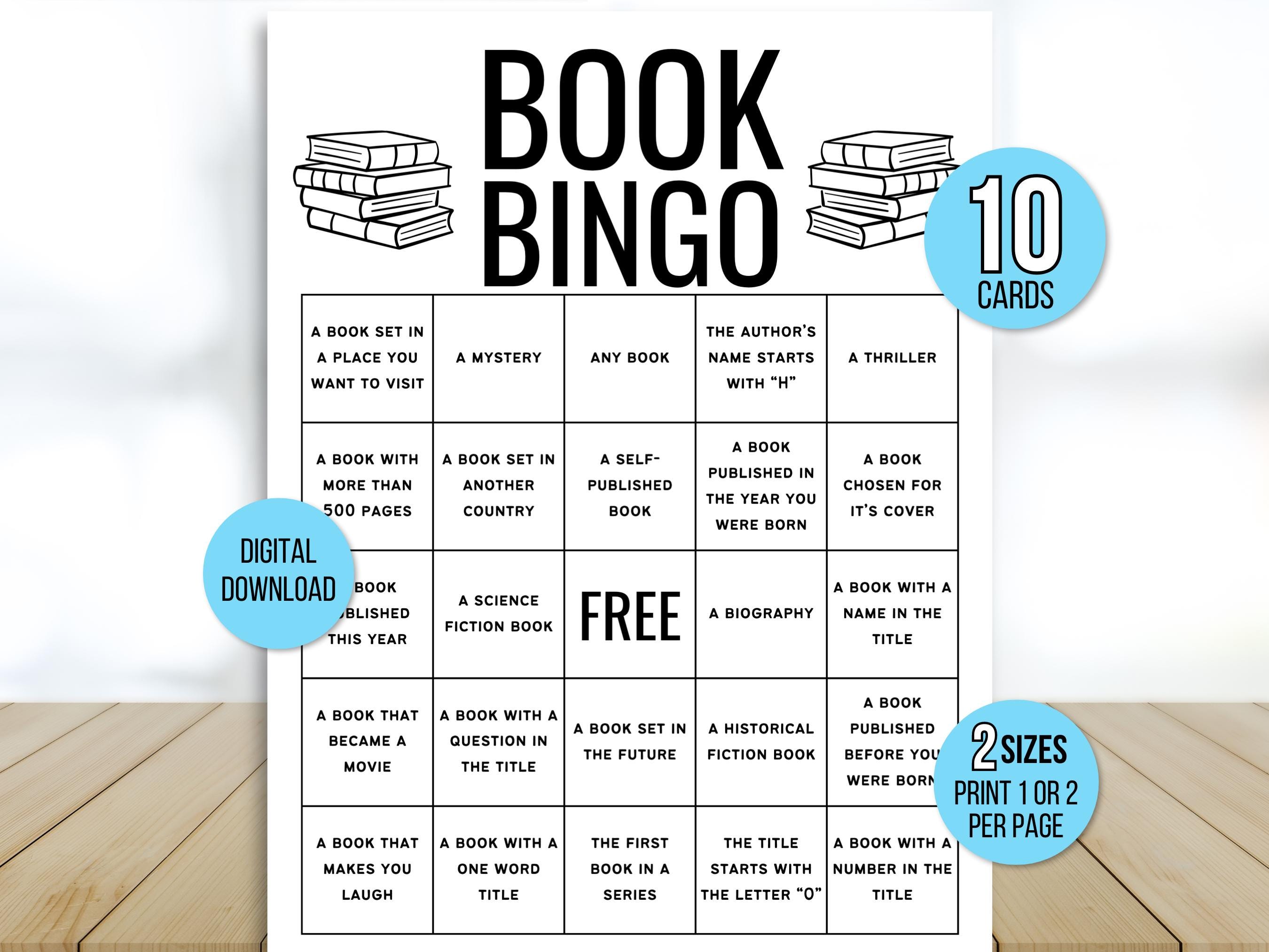 Book Bingo, 10 Printable Book Bingo Cards, Book Bingo Challenge, Book ...