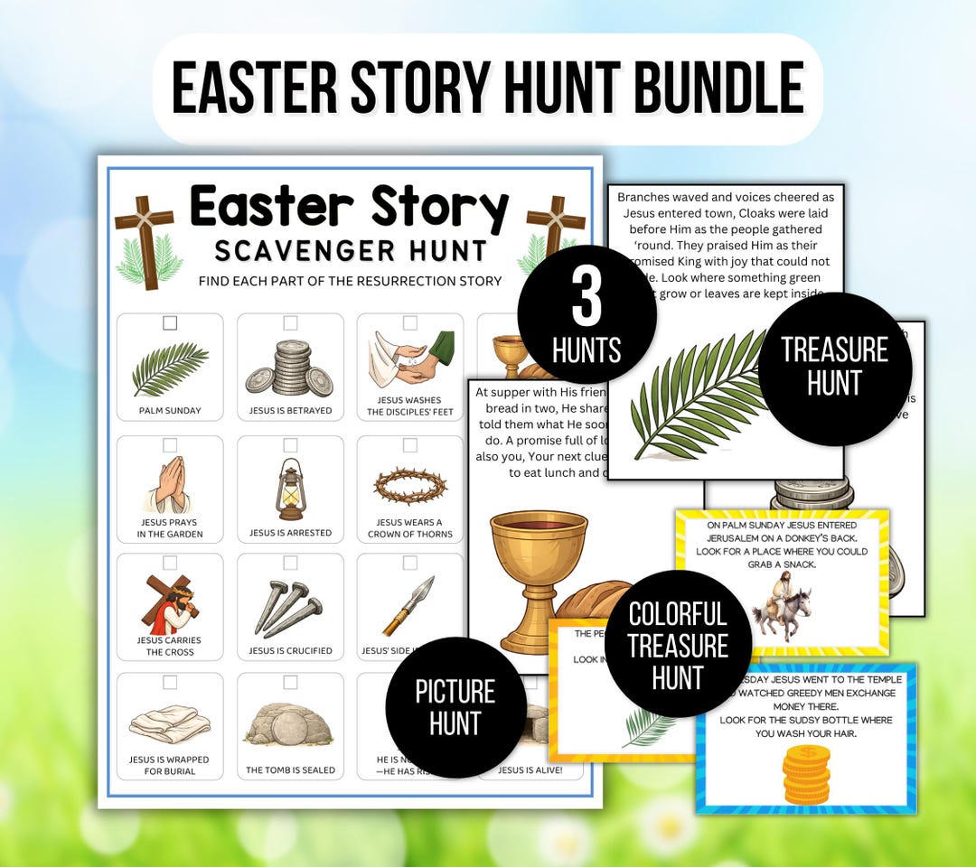 Easter Story Treasure Hunt, Religious Easter Scavenger Hunt, Christian ...