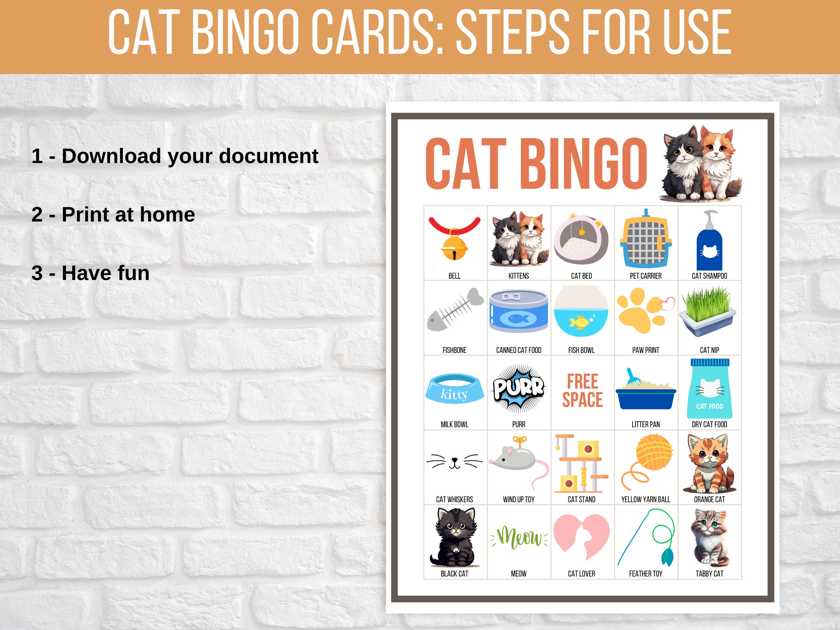 Cat Bingo 30 Printable Cat Bingo Cards Cat Birthday Party - Etsy UK