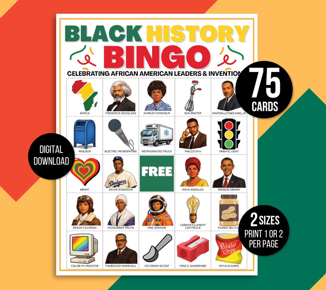 Black History Bingo, Black History Games, Black History Month Bingo, 75 ...