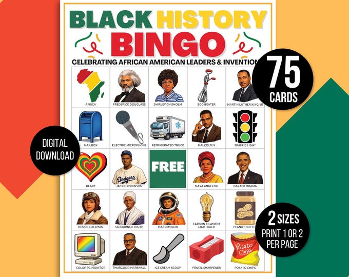 Black History Month Printable Bingo, Group Family Black History Party ...