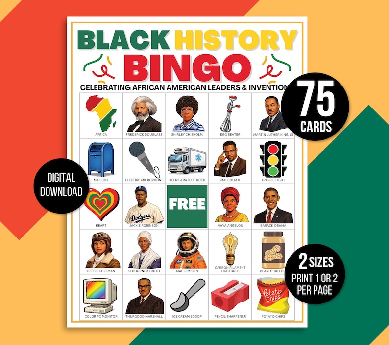Black History Bingo, Black History Games, Black History Month Bingo, 75 ...