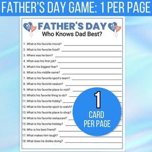 Father's Day Who Knows Dad Best Game, Father's Day Games, Games With ...