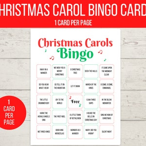 Christmas Carol Bingo, 50 Printable Christmas Carol Bingo Cards ...