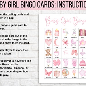 Baby Girl Bingo, 50 Baby Shower Bingo Cards, Baby Girl Shower Printable ...