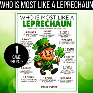 St. Patrick's Day Game, Who is Most Like a Leprechaun Game, St. Patrick ...