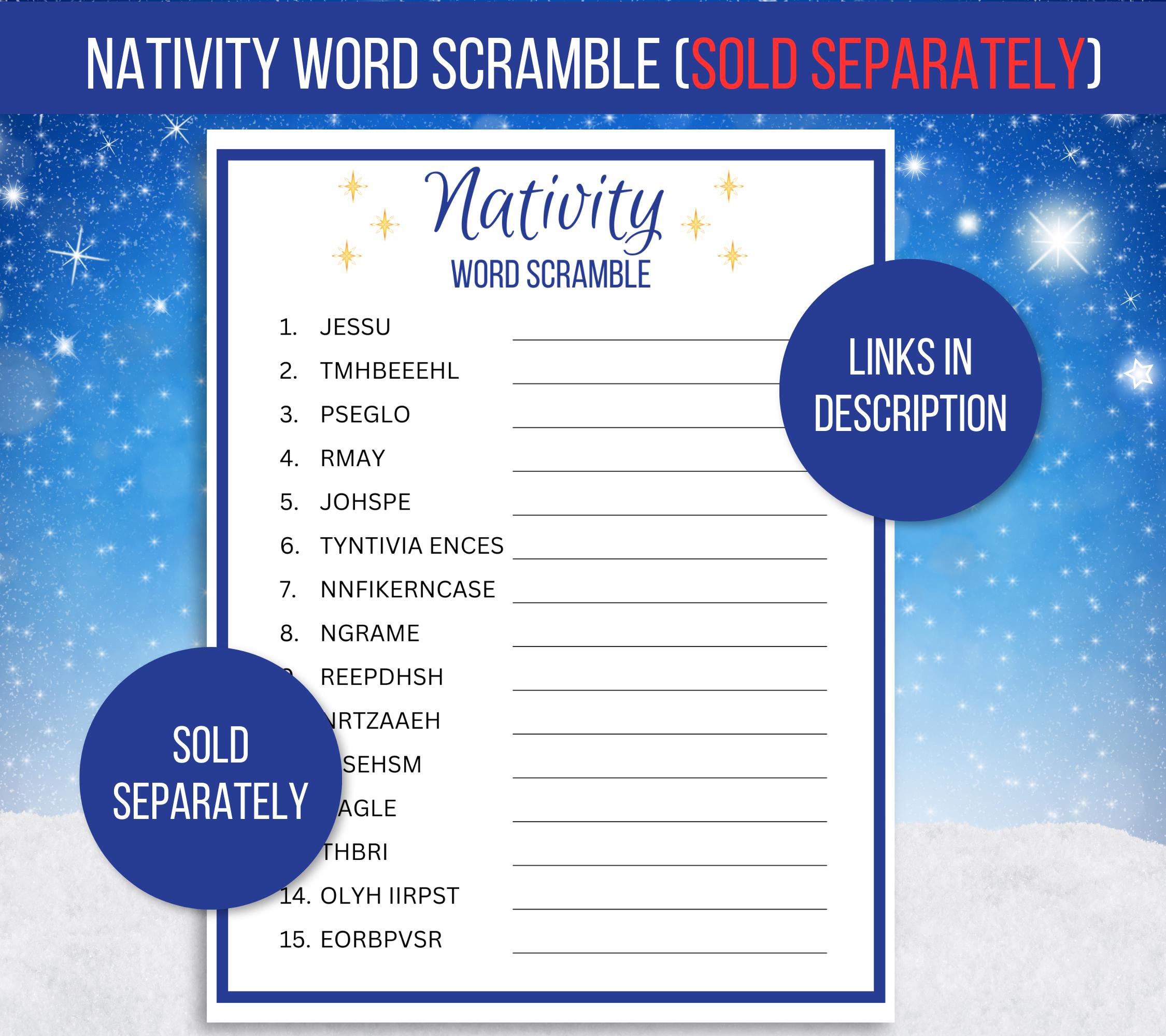 Nativity Word Search, Fun Nativity Game, Printable Nativity Game ...