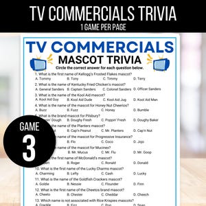 TV Commercial Trivia Game, TV Slogans Trivia Game, TV Commercial Match ...
