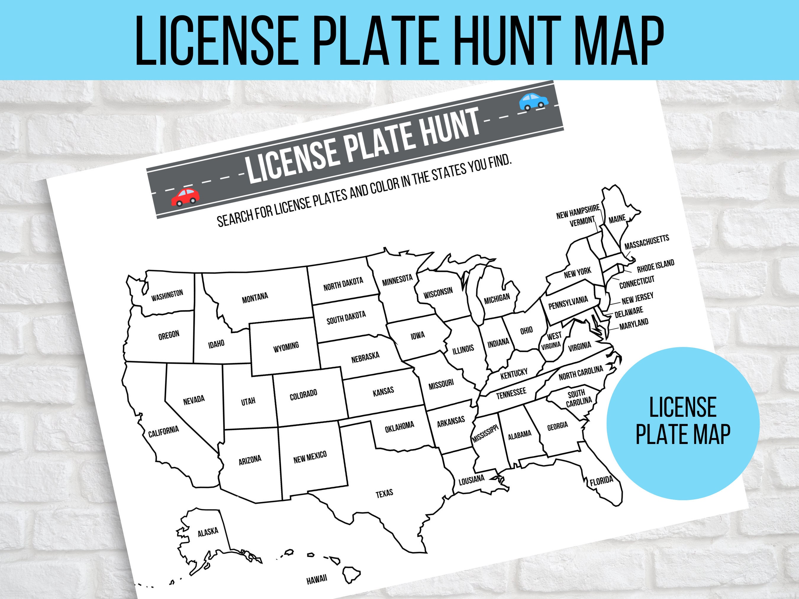 License Plate Game License Plate Scavenger Hunt for Kids - Etsy