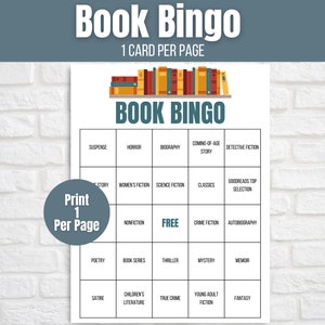 Book Bingo, 50 Book Club Bingo Cards, Book Bingo for Adults, Book ...