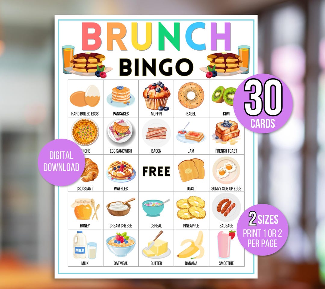 Brunch Bingo, 30 Printable Brunch Bingo Cards, Brunch Bingo Game ...