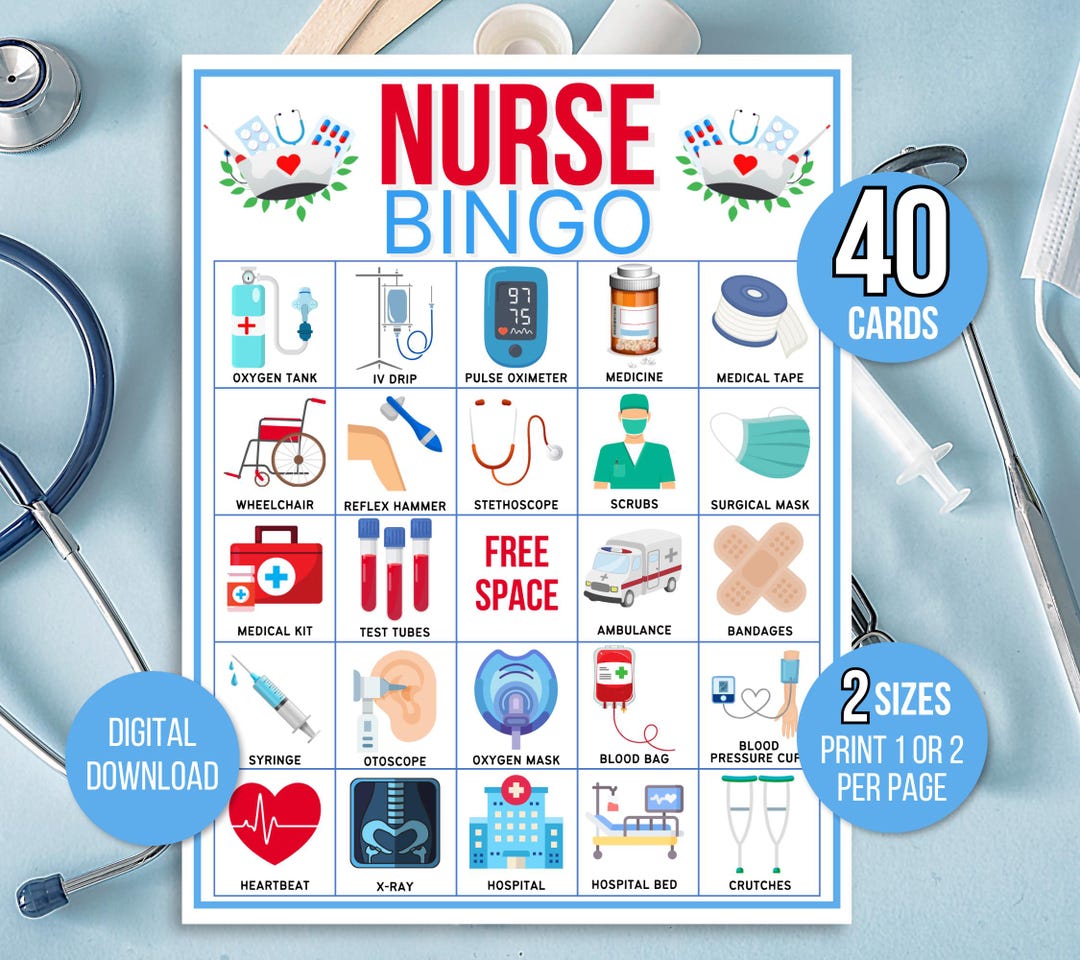 Nurse Bingo, 40 Printable Nurse Bingo Cards, Medical Bingo, Doctor ...