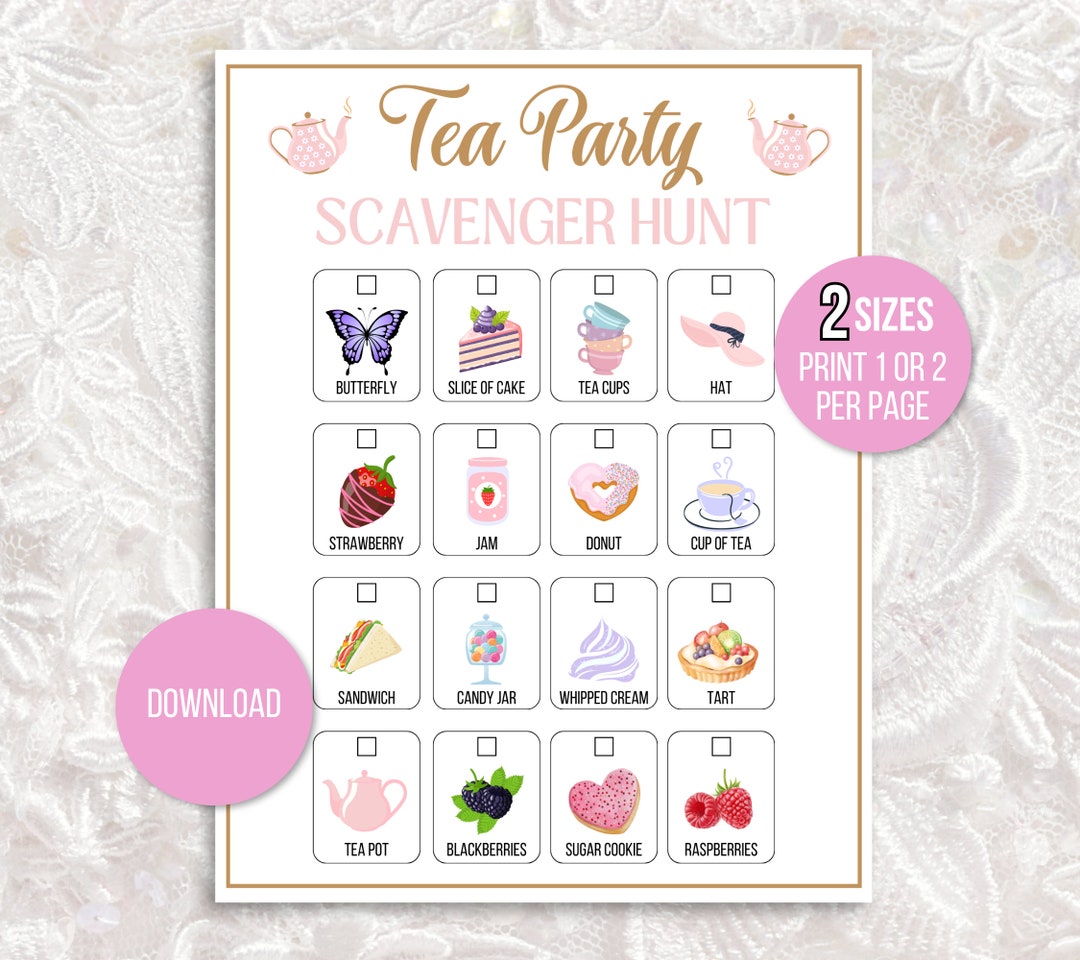 Tea Party Scavenger Hunt, Tea Party Game, Tea Party Birthday, Tea Party ...
