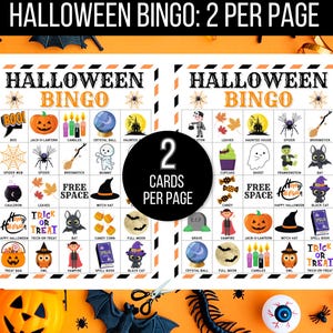 Halloween Bingo, 50 Halloween Bingo Cards, Halloween Games, Kids ...