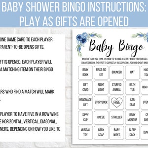50 Baby Shower Bingo Cards, Baby Boy Bingo, Baby Boy Bingo Game Cards ...
