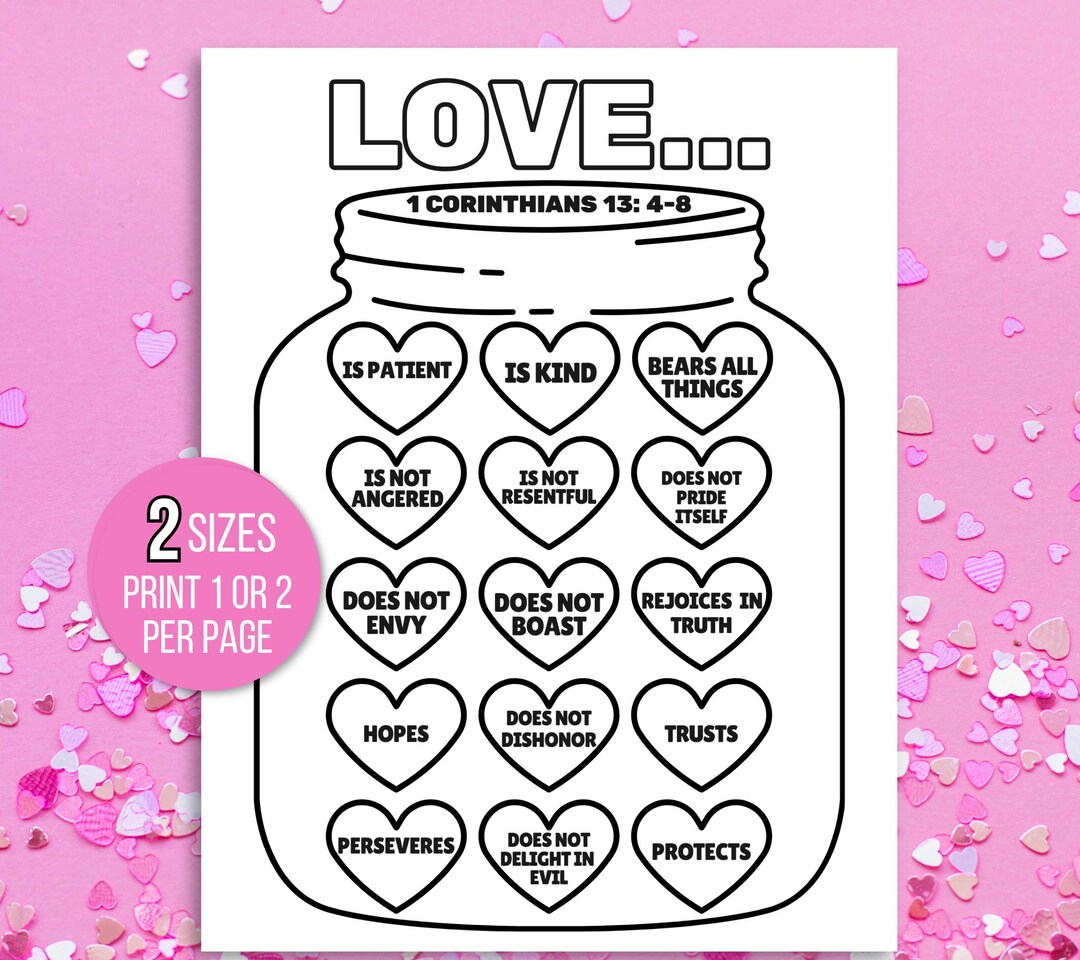 Valentine's Day Bible Coloring Page, God's Love Bible Verses Game, God ...