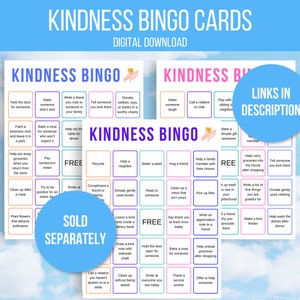 Kindness Bingo, 3 Kindness Bingo Cards, Acts of Kindness Bingo, Kid's ...