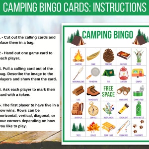 Camping Bingo, 30 Printable Camping Bingo Cards, Camping Game, Camping ...