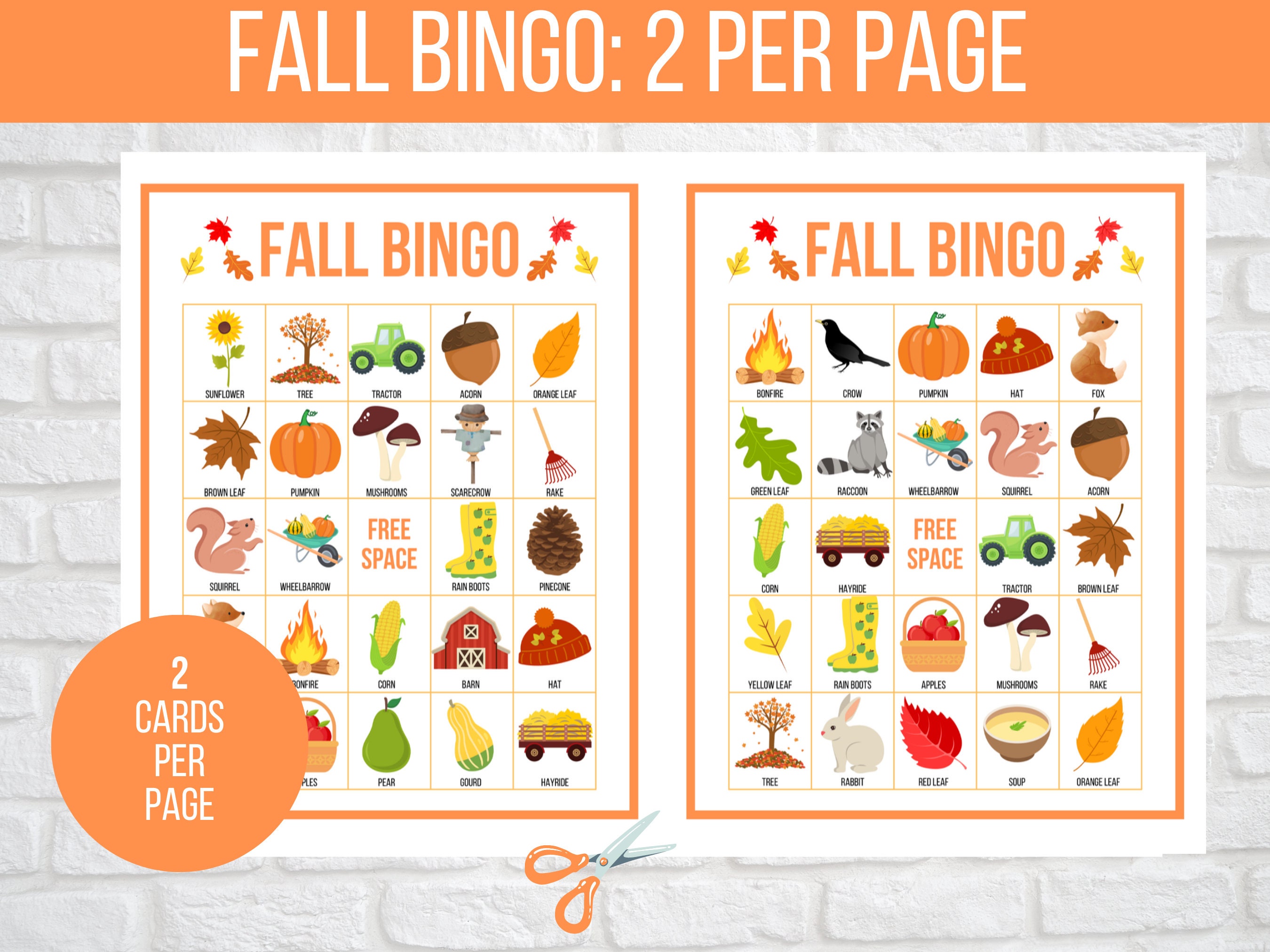Fall Bingo 30 Fall Bingo Cards Fall Picture Bingo Autumn - Etsy