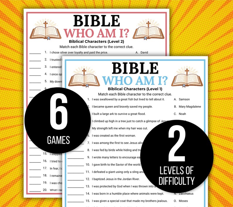 Bible Who Am I Trivia Game Bundle, Bible Trivia, Bible Riddles, Bible ...