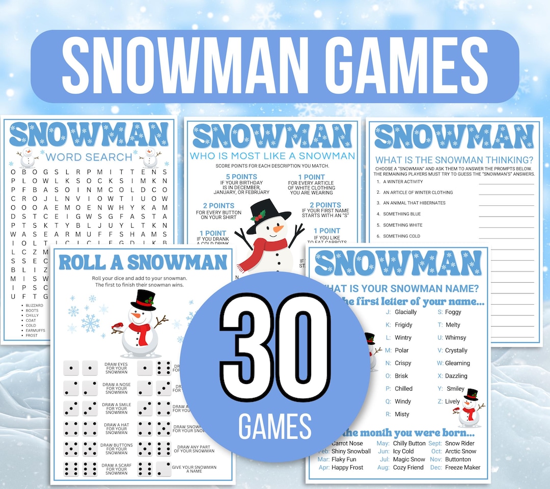 Snowman Games, Winter Party Games, Snowman Party Games, Snowman Class ...