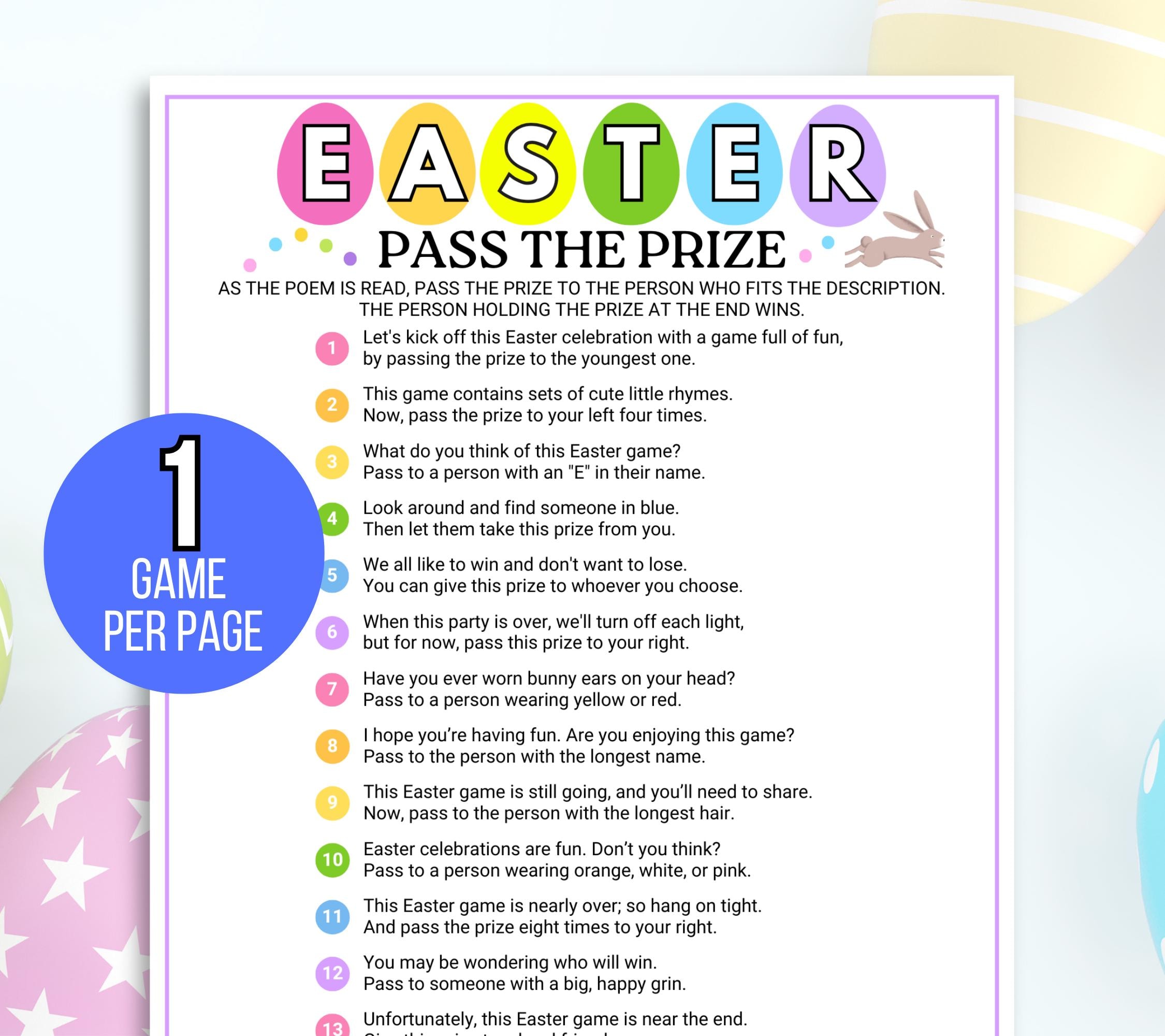 Easter Pass the Prize Game, Easter Pass the Present Game, Easter Pass ...