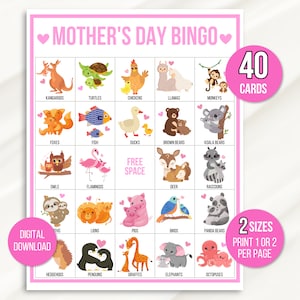 Printable Mother's Day Bingo, 40 Mother's Day Bingo Cards, Mother's Day ...