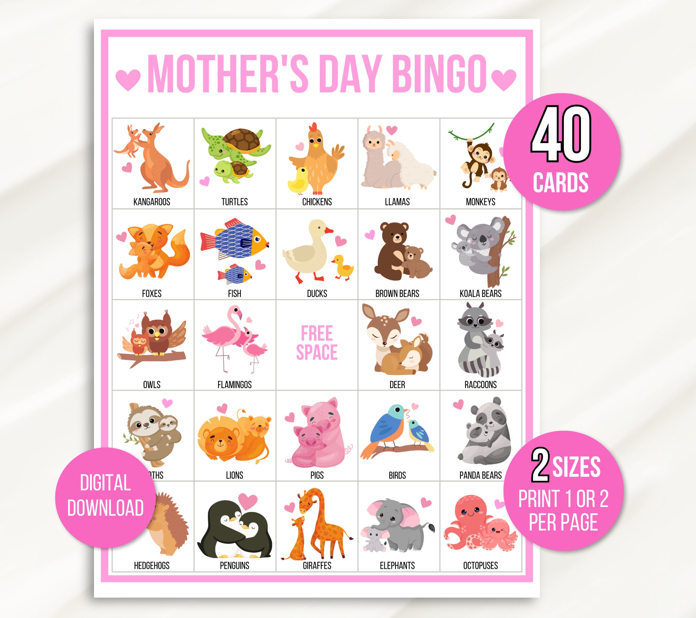 Printable Mother's Day Bingo, 40 Mother's Day Bingo Cards, Mother's Day ...