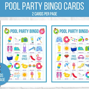 Pool Party Bingo, 30 Unique Printable Pool Bingo Cards, Pool Party Game ...