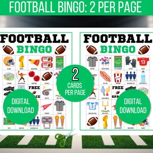Football Bingo, 30 Printable Football Bingo Cards, Football Game ...
