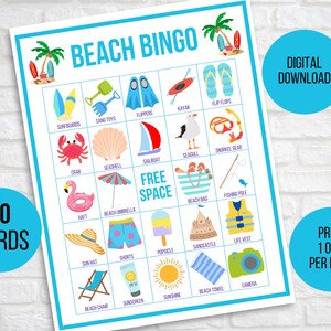Beach Bingo Fun in the Sun Bingo 30 Printable Beach Bingo - Etsy