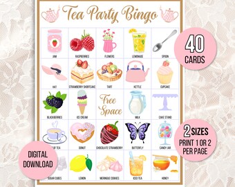 Tea Party Bingo, 30 Printable Tea Party Bingo Cards, Tea Party Game ...