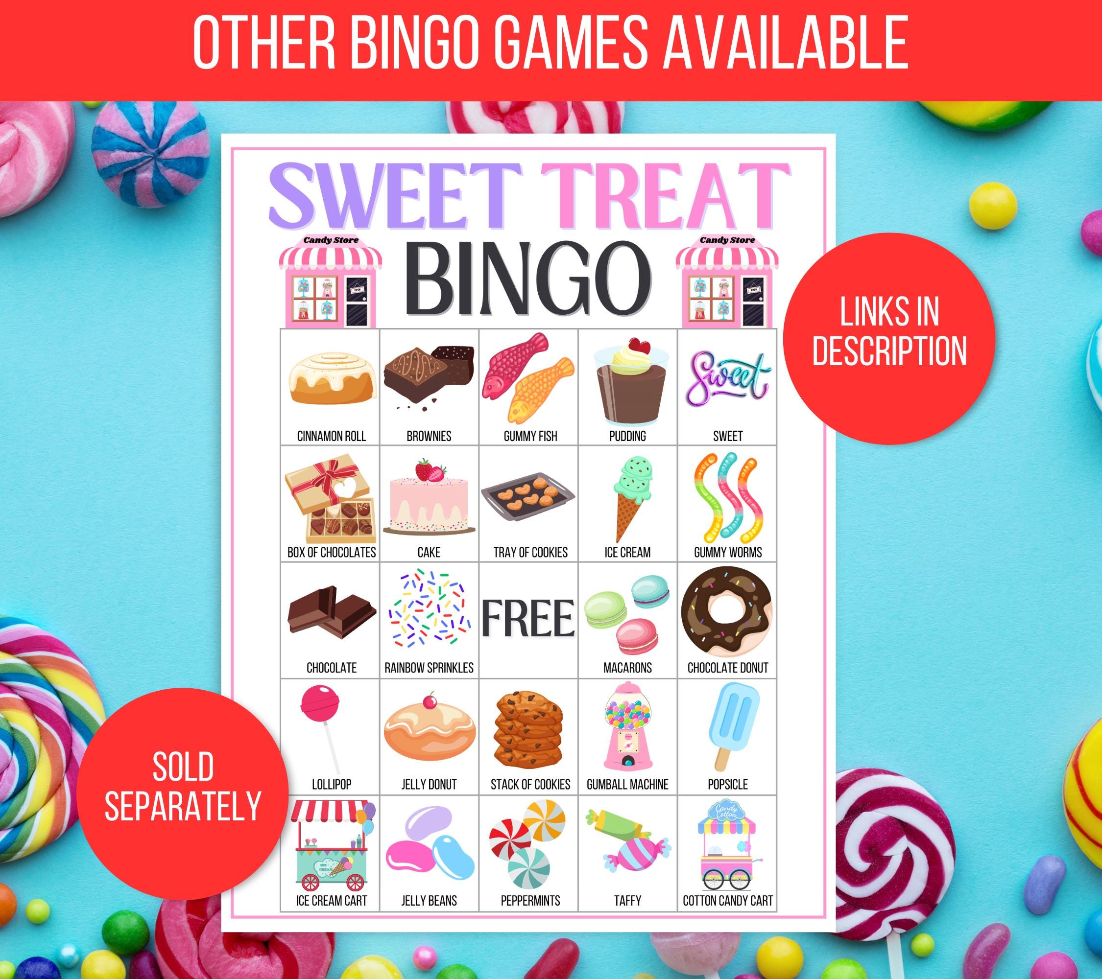 Candy Bingo, 30 Printable Candy Bingo Cards, Sweet Treats Bingo, Candy ...