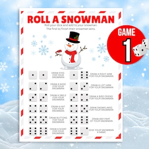 Roll a Snowman Printable, Roll a Christmas Tree, Roll a Dice Bundle ...