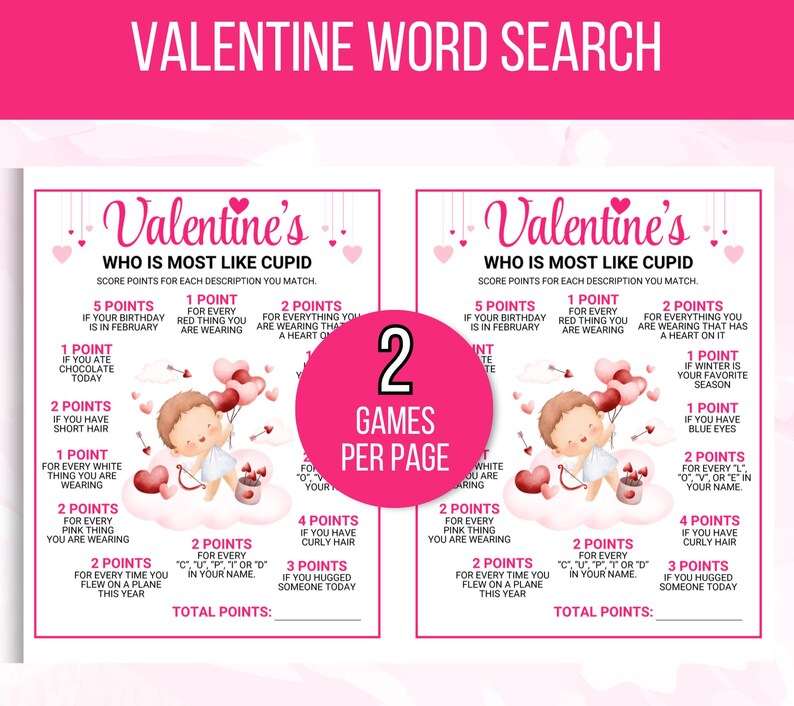 Valentines Game, Who is Most Like Cupid Game, Valentines Activity ...