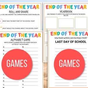 End of Year Party Games, Last Day of School Game Bundle, End of School ...