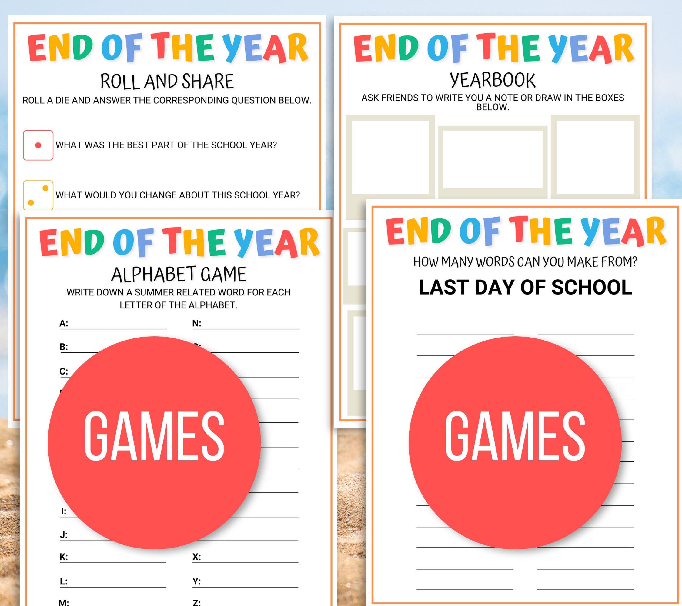 End of Year Party Games, Last Day of School Game Bundle, End of School ...