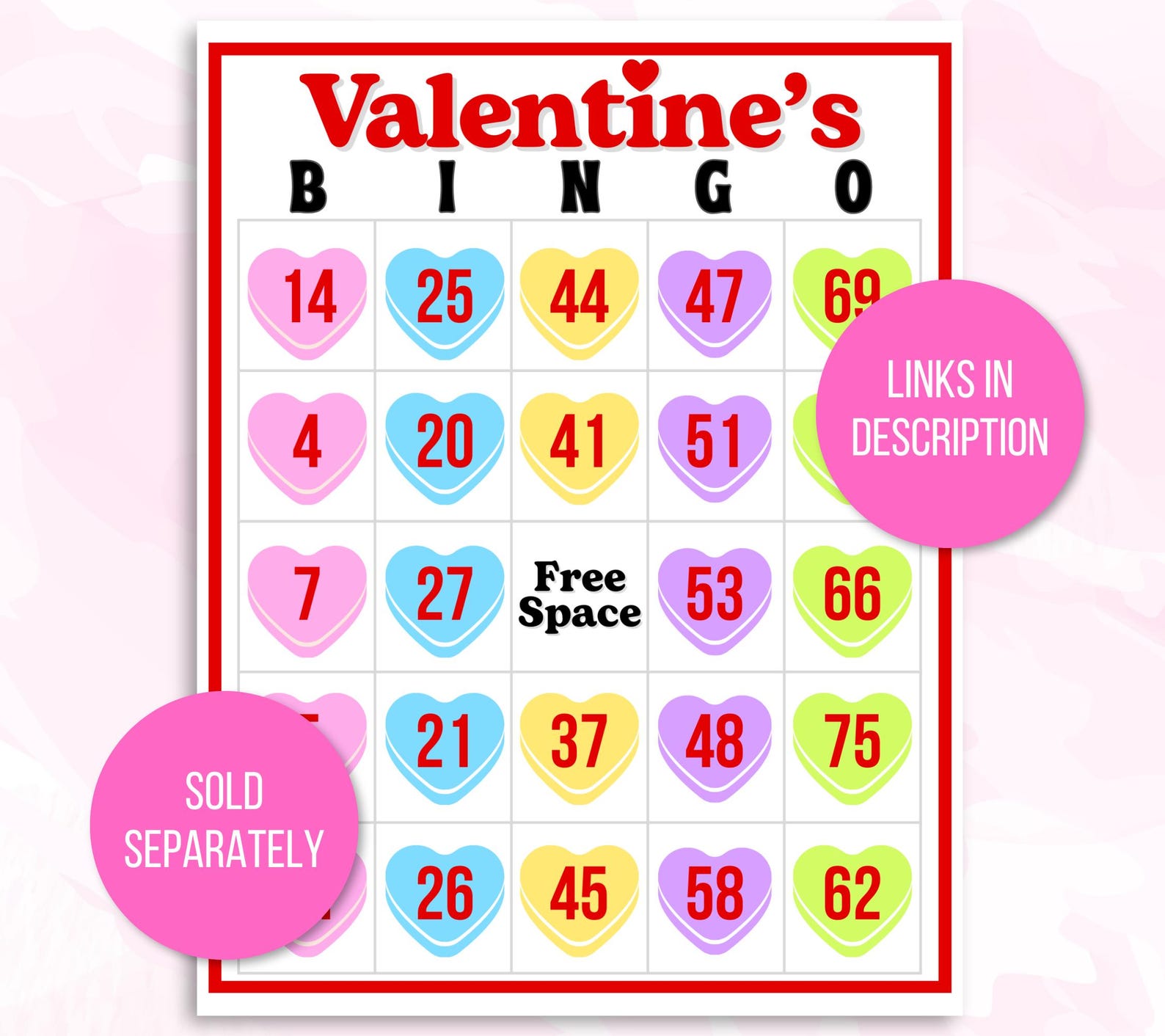 Valentine's Bingo, 100 Valentine's Day Bingo Cards, Valentine's Carte ...