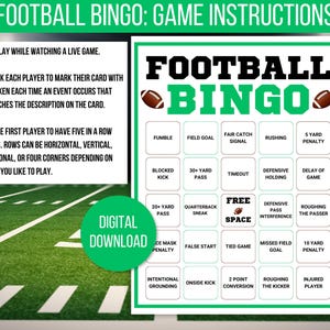 Football Bingo, 50 Unique Printable Football Bingo Cards, Football Game ...