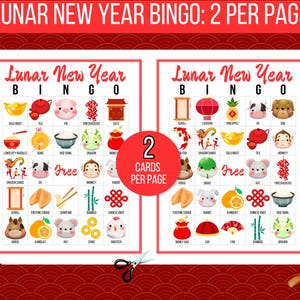 Lunar New Year Bingo, 30 Lunar New Year Bingo Cards, Lunar New Year ...