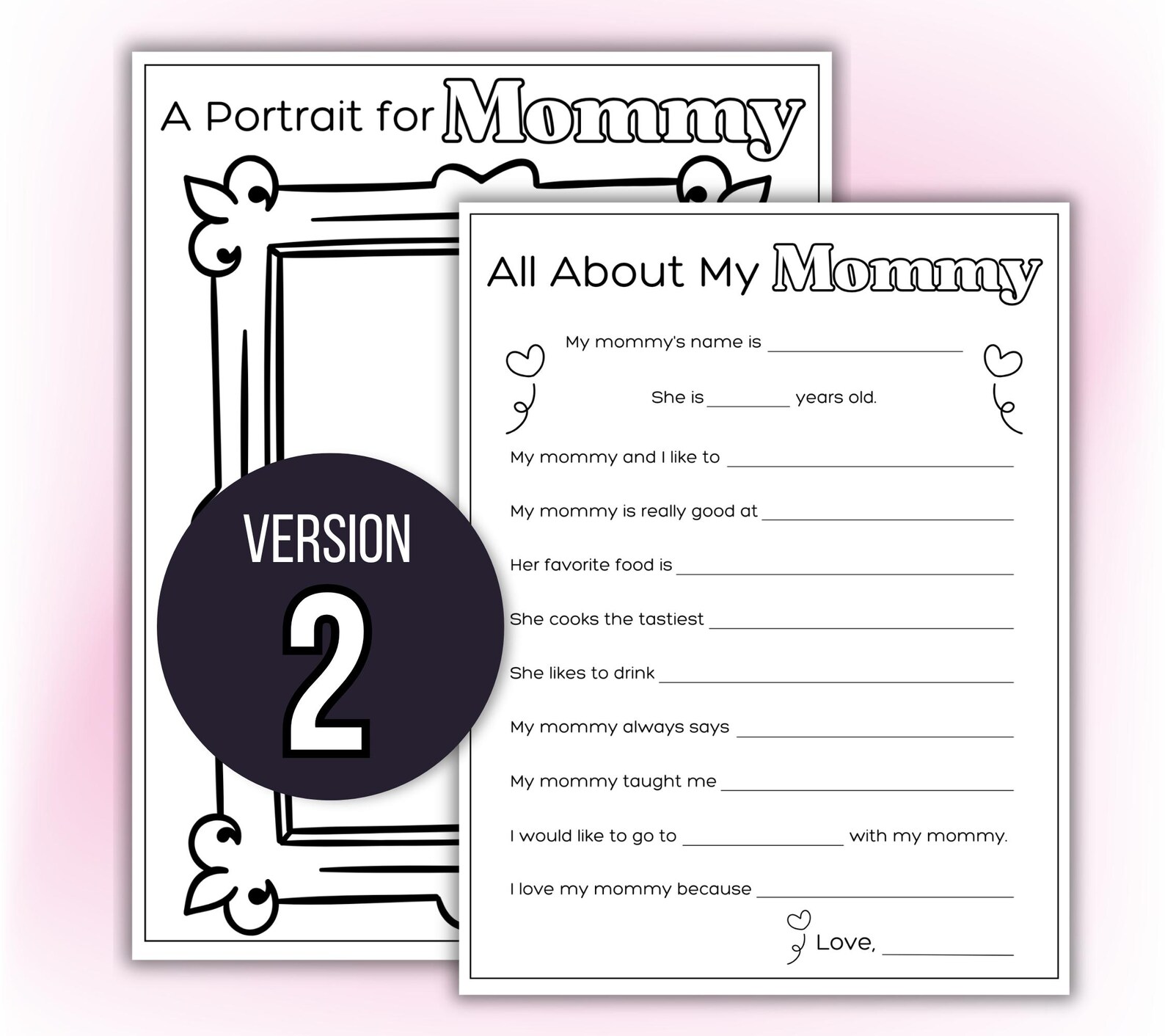 All About My Mom Fill in the Blanks Questionnaire, Mother's Day Craft ...