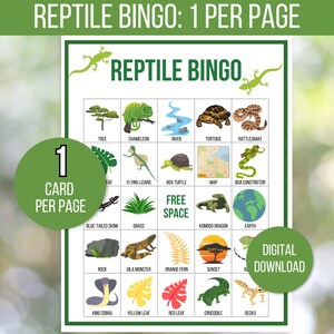 Reptile Bingo, 30 Printable Reptile Bingo Cards, Reptile Party Game ...