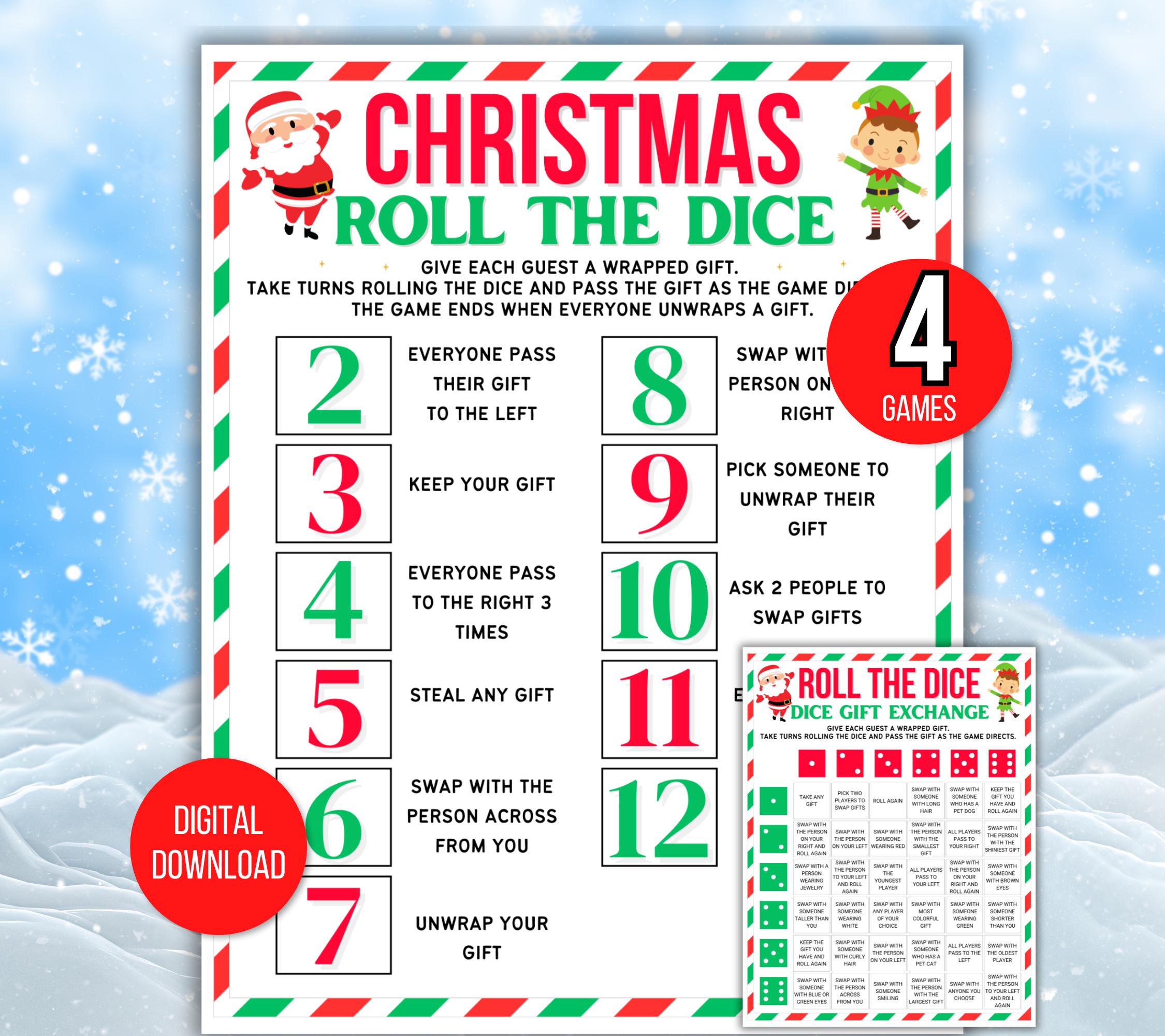 Roll the Dice Holiday Gift Exchange Games, Fun Christmas Games ...