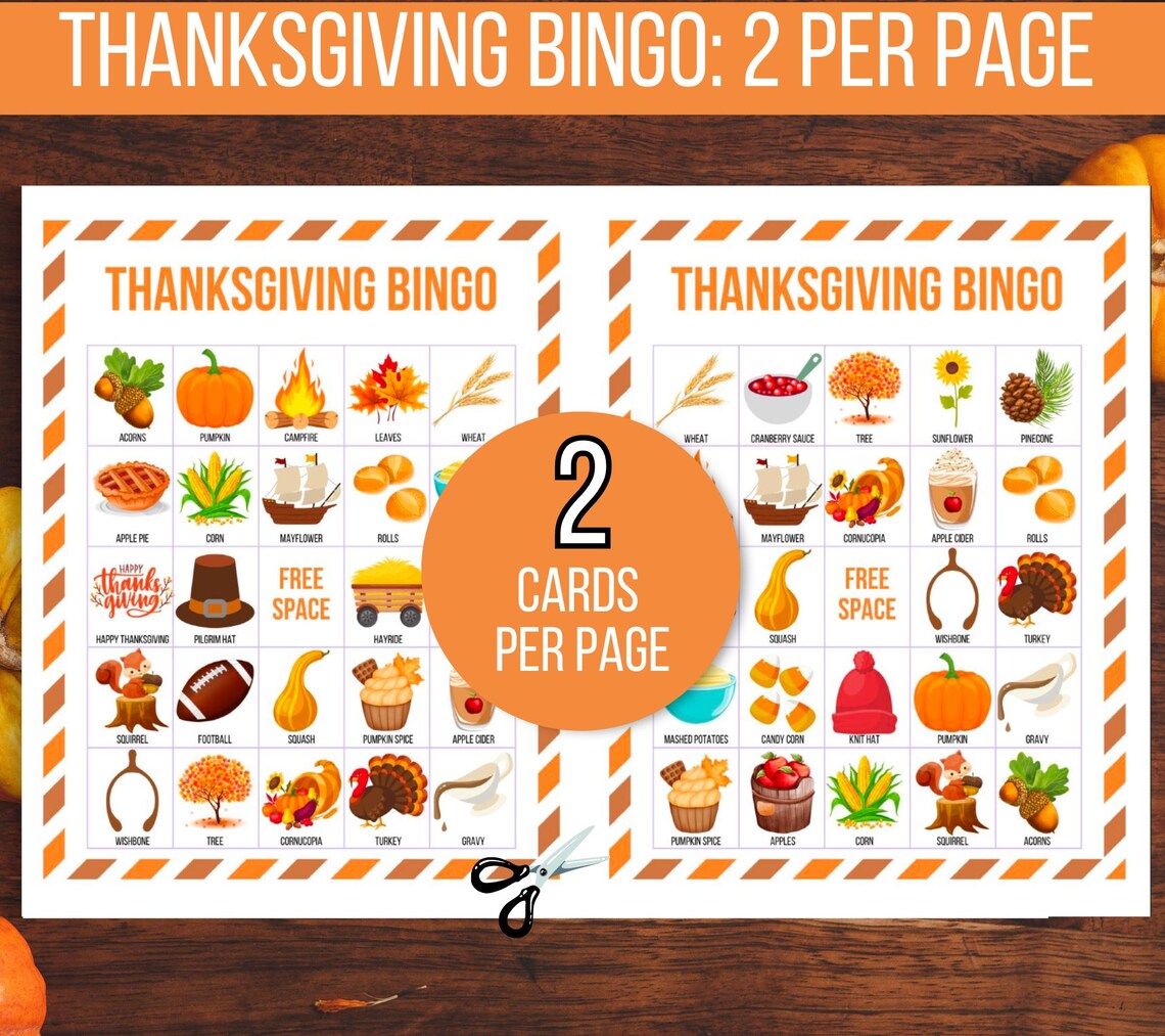 Thanksgiving Bingo, 30 Thanksgiving Bingo Cards, Thanksgiving Activity ...