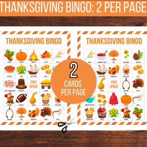 Thanksgiving Bingo, 30 Thanksgiving Bingo Cards, Thanksgiving Activity ...