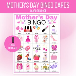 Printable Mother's Day Bingo, 60 Mother's Day Bingo Cards, Mother's Day ...