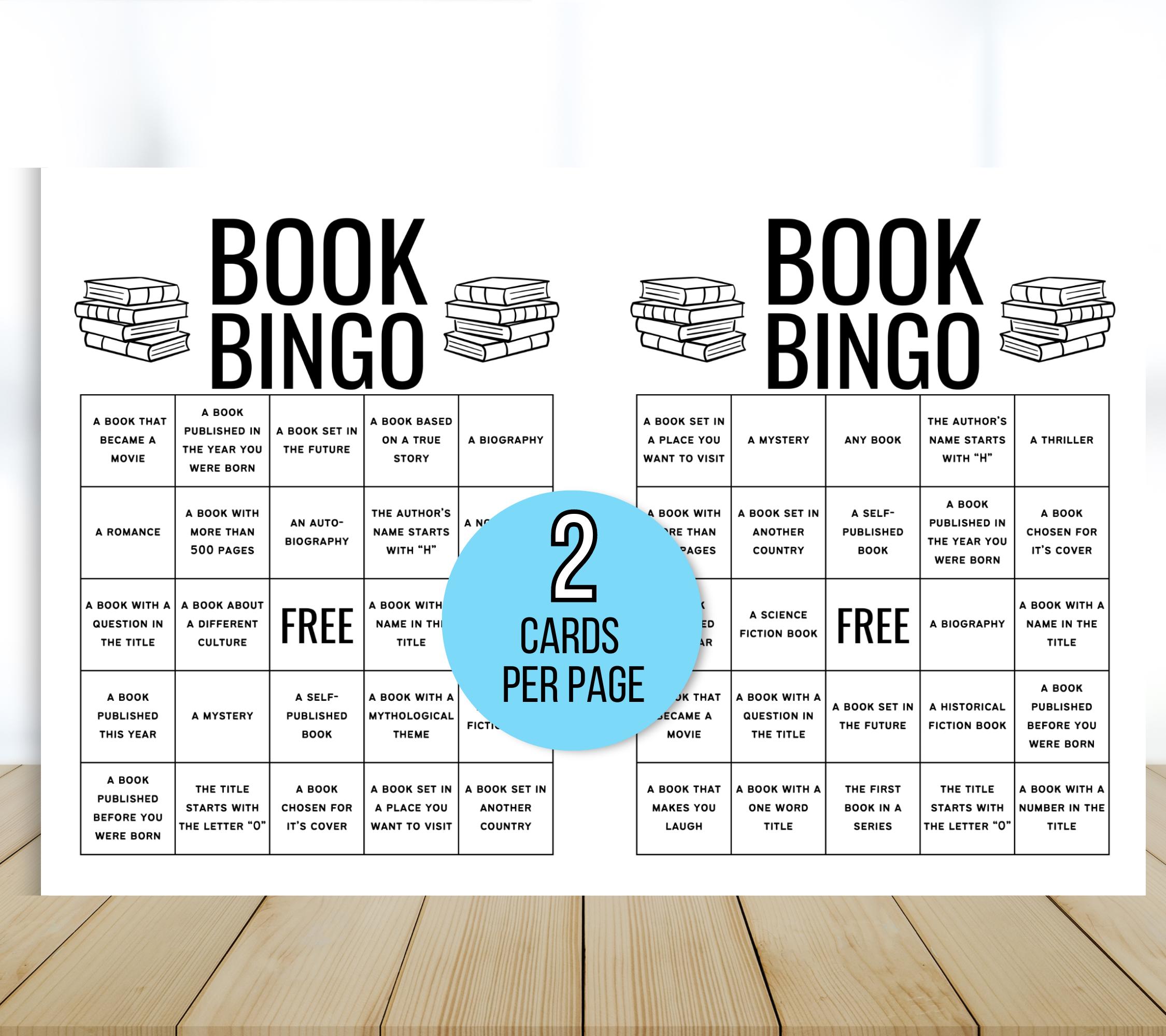 Book Bingo, 10 Printable Book Bingo Cards, Book Bingo Challenge, Book ...
