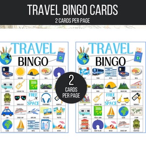 Travel Bingo, 30 Printable Travel Bingo Cards, Cruise Bingo, Road Trip ...